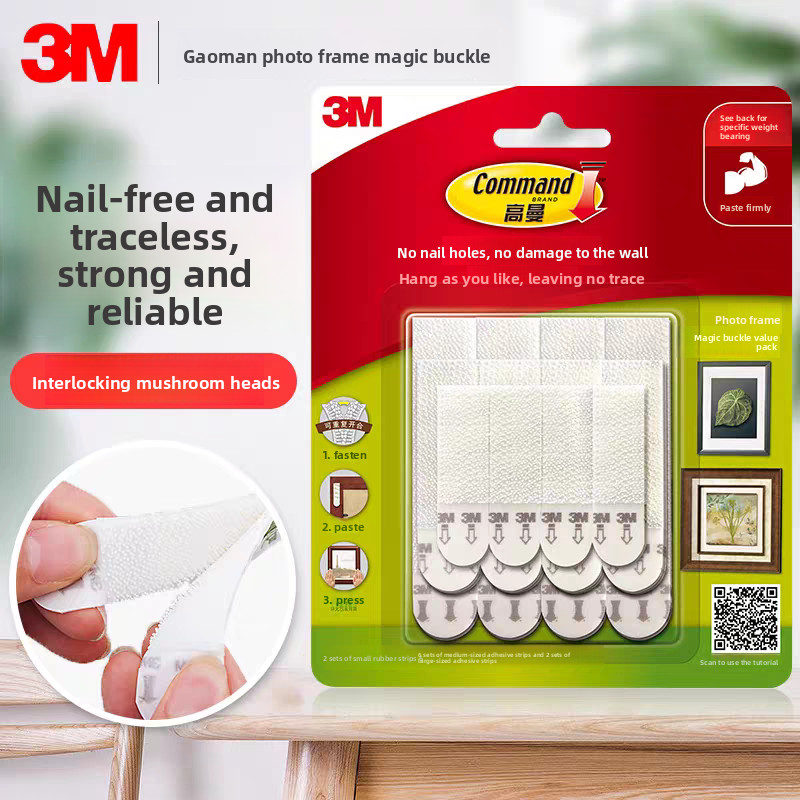 Genuine 3M Goman Magic Buckle Removable Strong Fixing No Glue Easy Pull ...