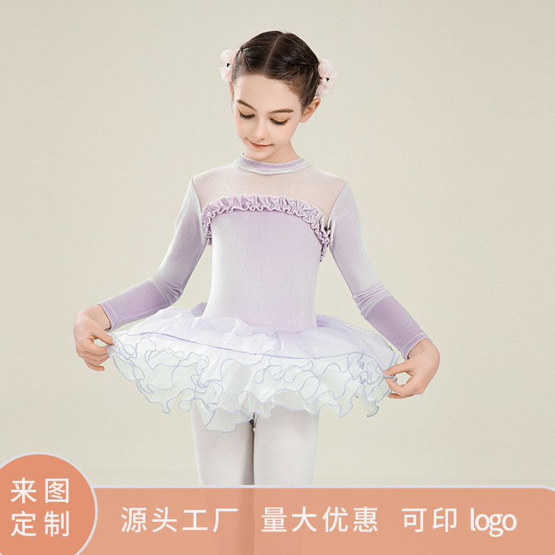 Dance Costume Children's Long-Sleeved Ballet Practice Costume Girls ...