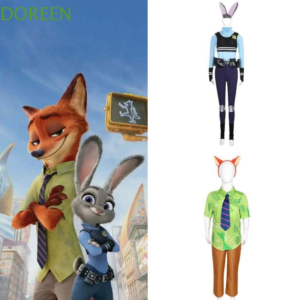 DOREEN Judy Nick Cosplay Costume, Zoo-topia with Hairband Zoo-topia ...
