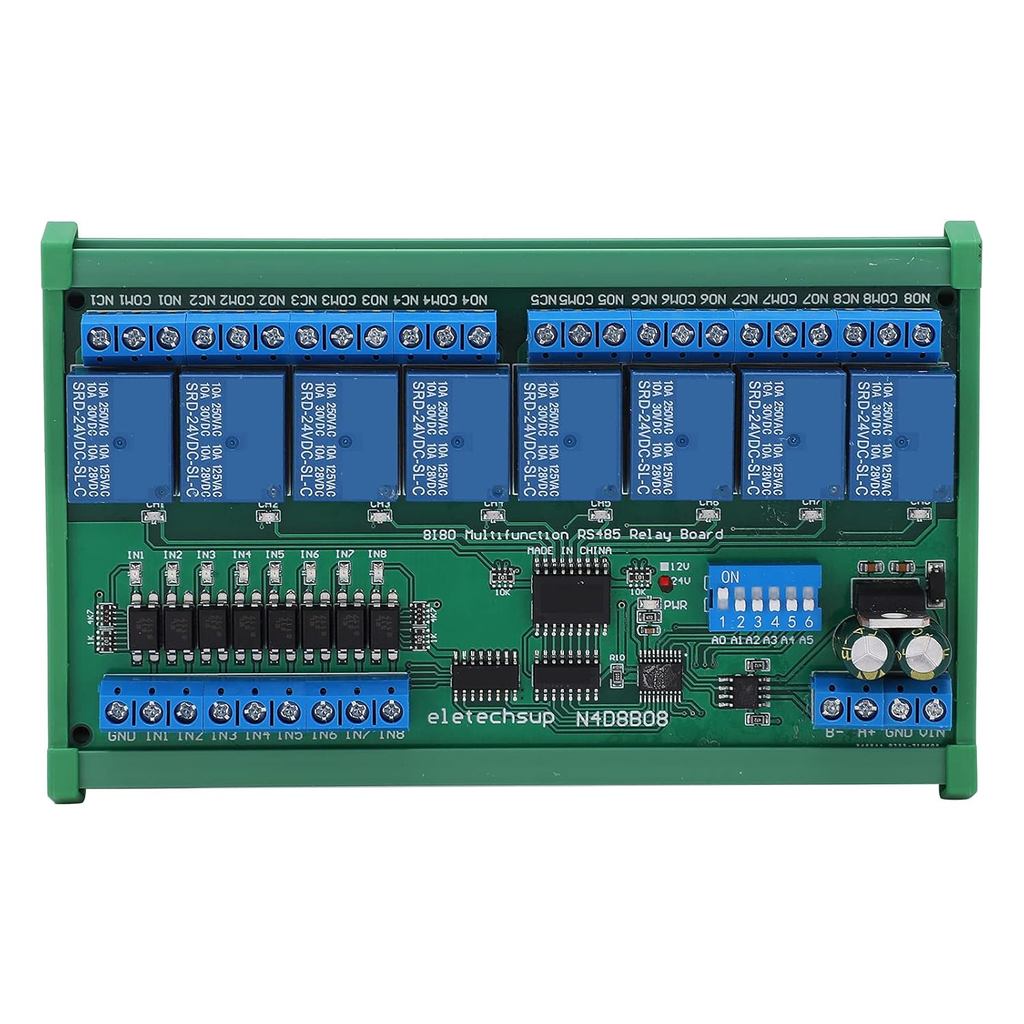Eujgoov RS485 Relay Board 24V Industrial Relay Module 8 Input 8 Output ...