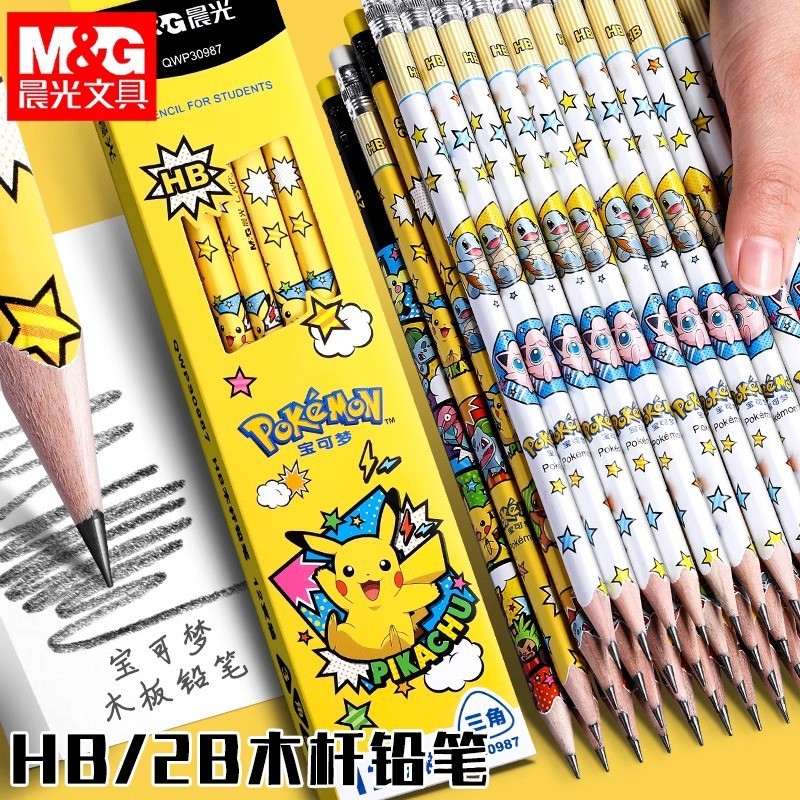 Morning Light Pokémon Pencil Triangle Wooden Pole Pencil HB Student ...