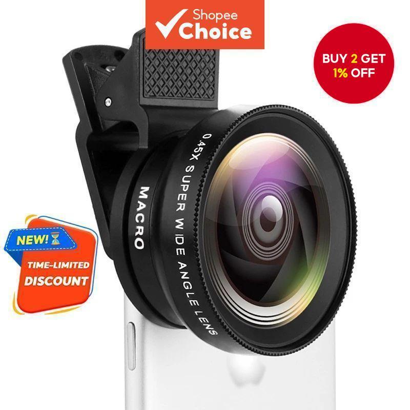 2-in-1 Portable Phone Camera Lens Set: Ultra Wide Angle +125x Macro ...