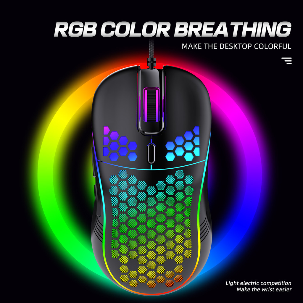 R RGB Hole Mouse Mechanical Gaming Game Wired Luminous Hollow ...