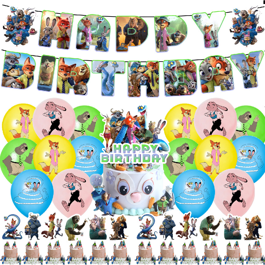 [SG] Zootopia Movie Theme Party Decoration Judy Nick Birthday party ...