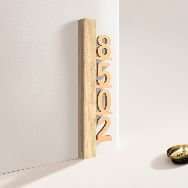 Vertical solid wood 24 x9cmhouse number plate outdoor Hdb Unit Number ...