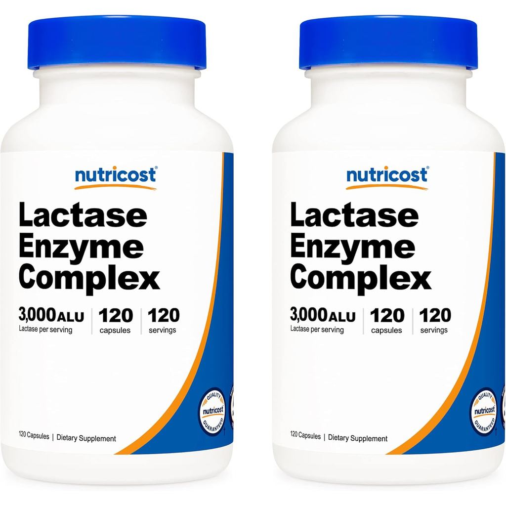 Nutricost Lactase Enzyme Complex 3,000 FCC ALU, 120 Veggie Capsules ...