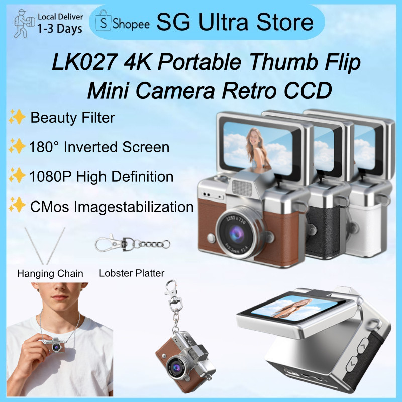 Portable Thumb Flip Mini Camera 4K Digital Camera Campus Retro CCD ...
