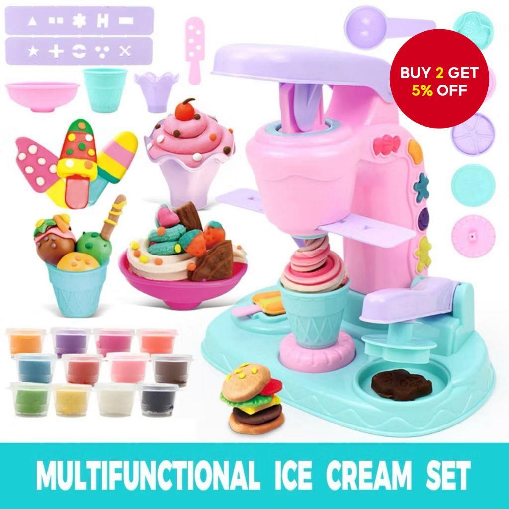 Playdough Ice Cream Maker Set With 12 Non-Toxic Colors For Creative ...