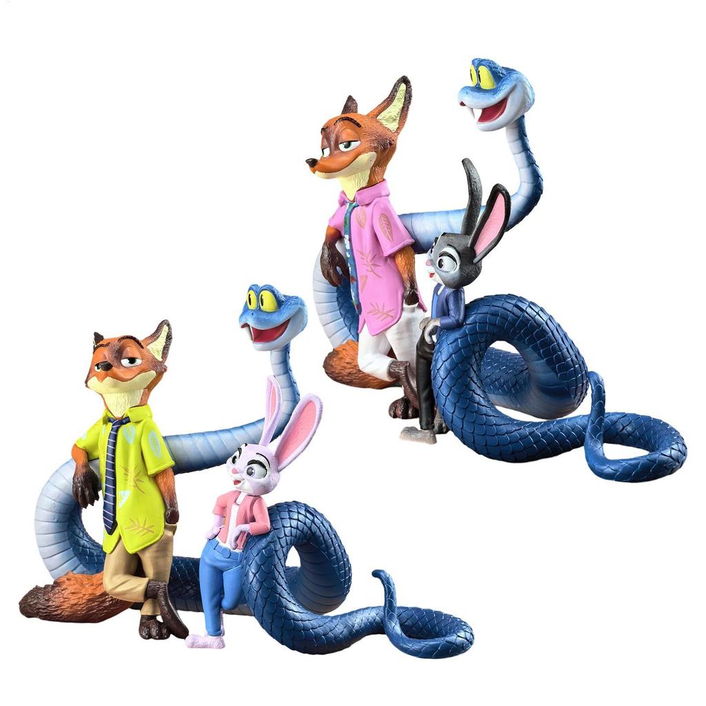 Zootopia Nick Wilde and Judy Hopps Figure Desktop Model Toy Cartoon PVC ...
