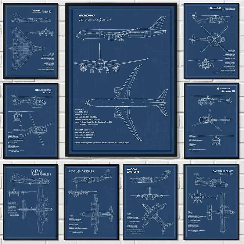 Air Force Plane Airbus Patent Prints Airplane Poster Fighter Aviation ...