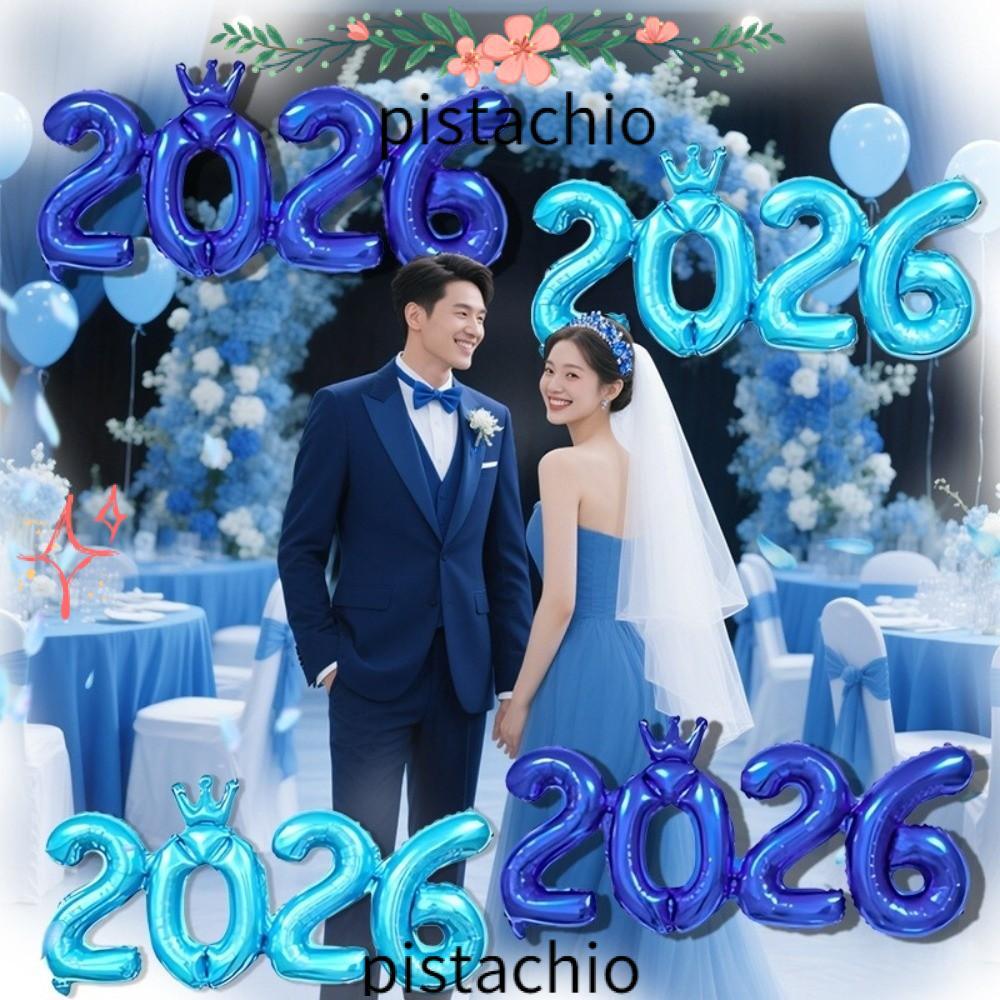 PISTACHIO 2026 Number Foil Balloons, 16in Crown Eve Party Decoration ...