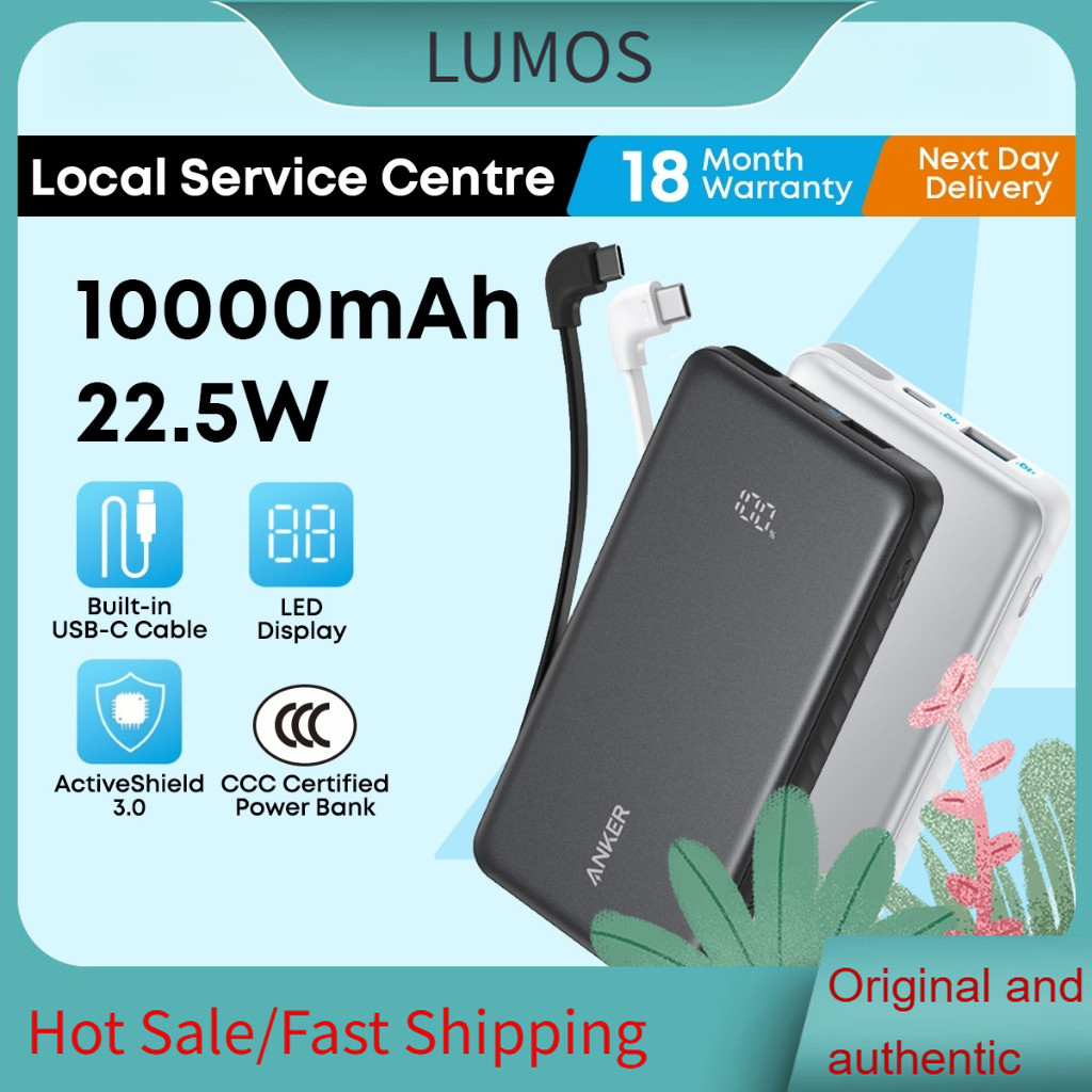 LUMOS Anker Zolo CCC Power Bank 10000mAh 22.5W Fast Charging Built-in ...