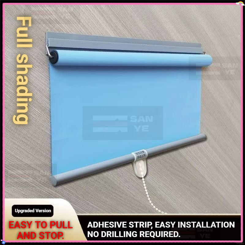 Automatic Rebound Roller Blind No Drilling Full Blackout Bathroom ...