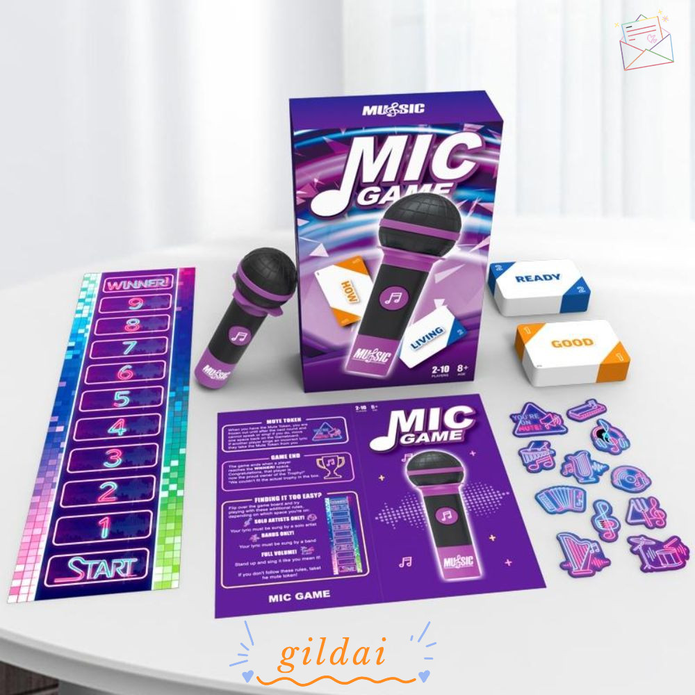 GILDAI Mic Karaoke Party Game, with Foam Microphone 130 Word Cards Grab ...