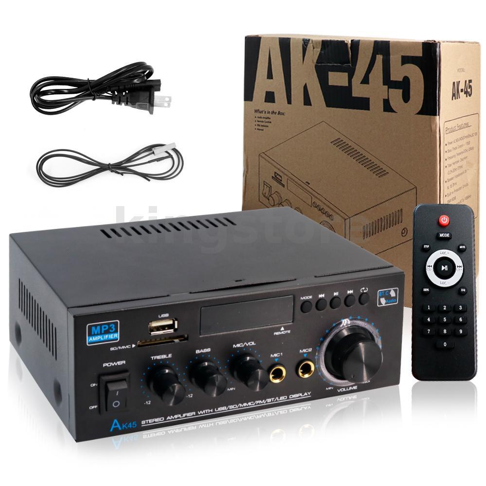 AK45 Stereo Audio Amplifier 2.0 Channel Bluetooth FM Radio USB SD Card ...