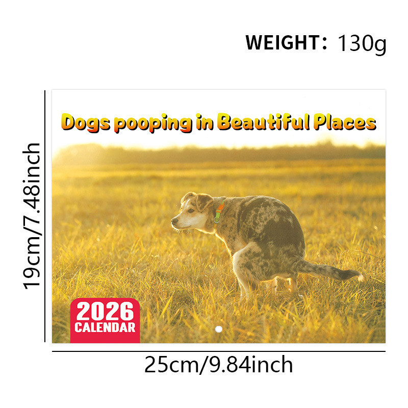 Dogspooping Calendar 2026 English Wall Calendar Funny Funny Dog Shit 12 ...