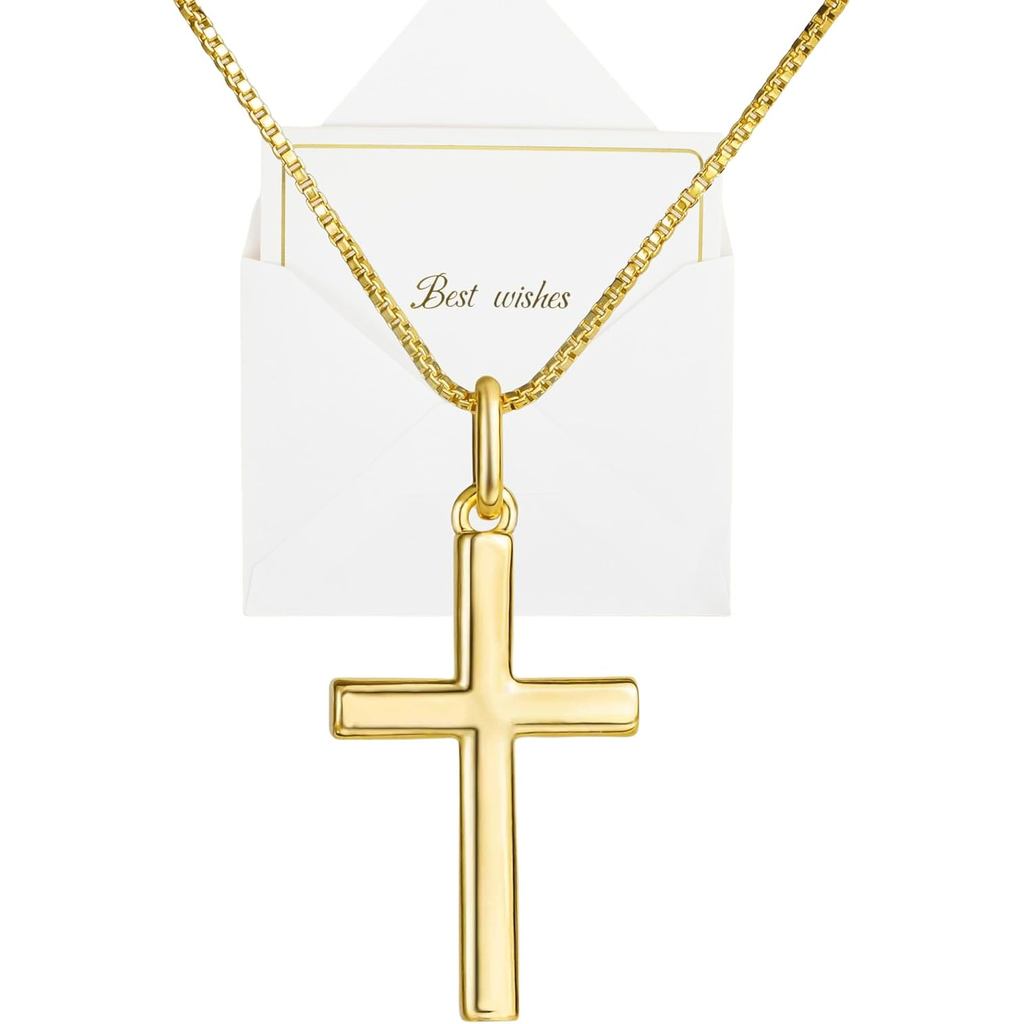 SDFGHJKL;Women's Gold Cross Necklace,14K 18K Gold Plated Cross Pendant ...