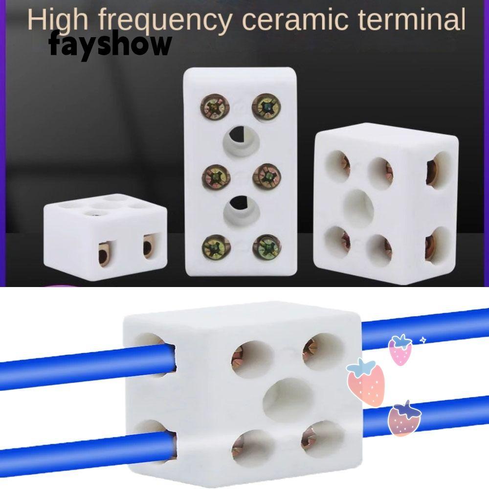 FAYSHOWSG Ceramic Wiring Terminal Block, 2 In 2 Out Electrical Screw ...
