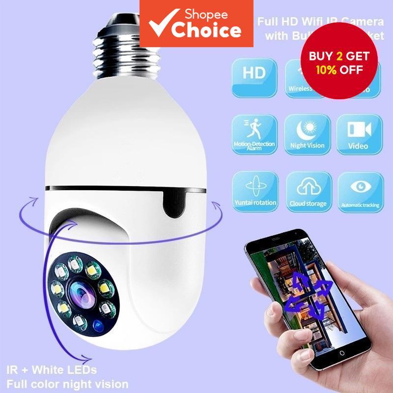 HD 360° Smart Lamp Rotate Panorama Camera Wireless Wifi Remote IP ...