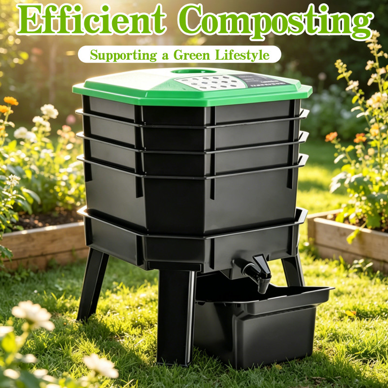 Multi-functional layered compost bin 5-Tray Worm Composter Worm Farm ...