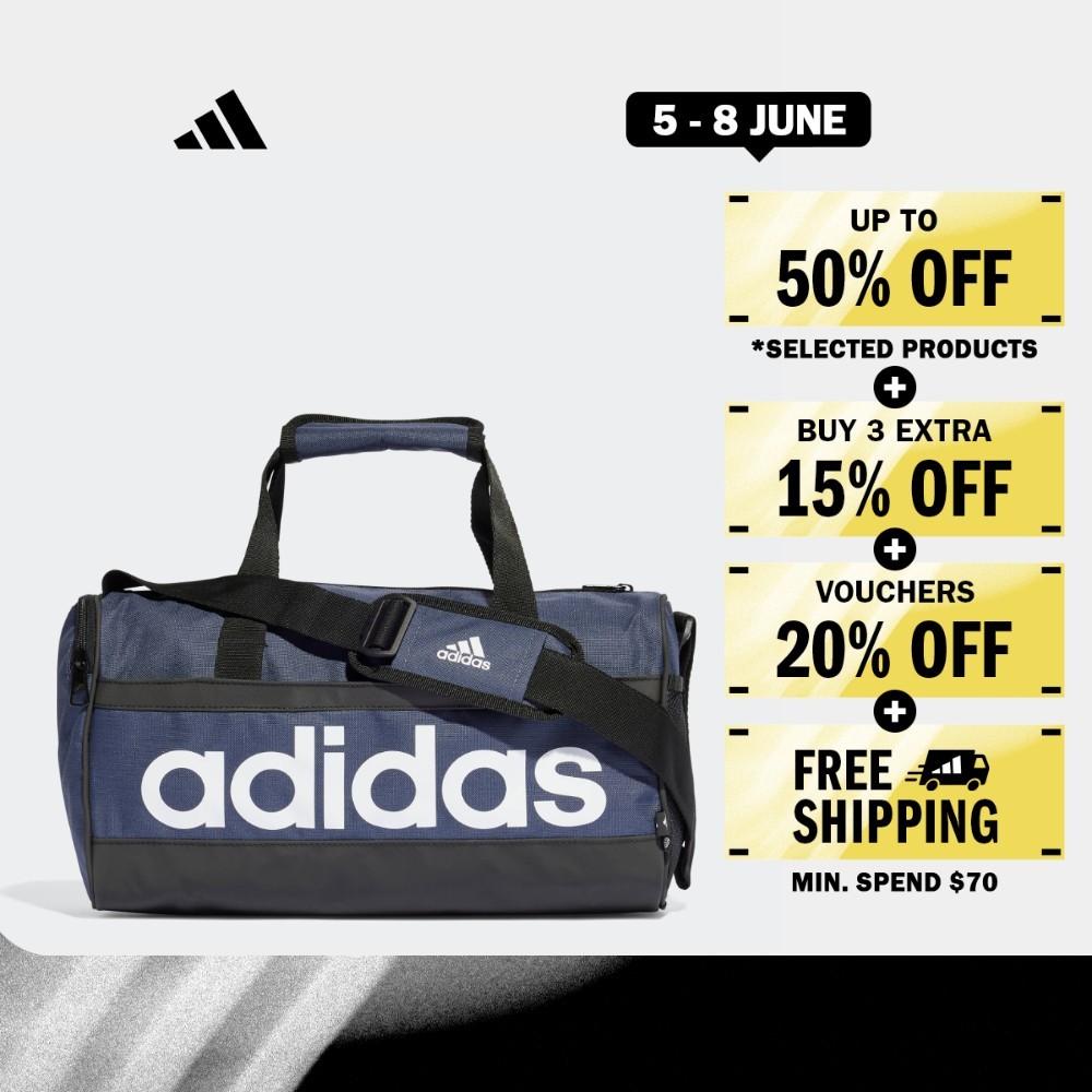 adidas Lifestyle Essentials Linear Duffel Bag Extra Small Unisex Blue ...