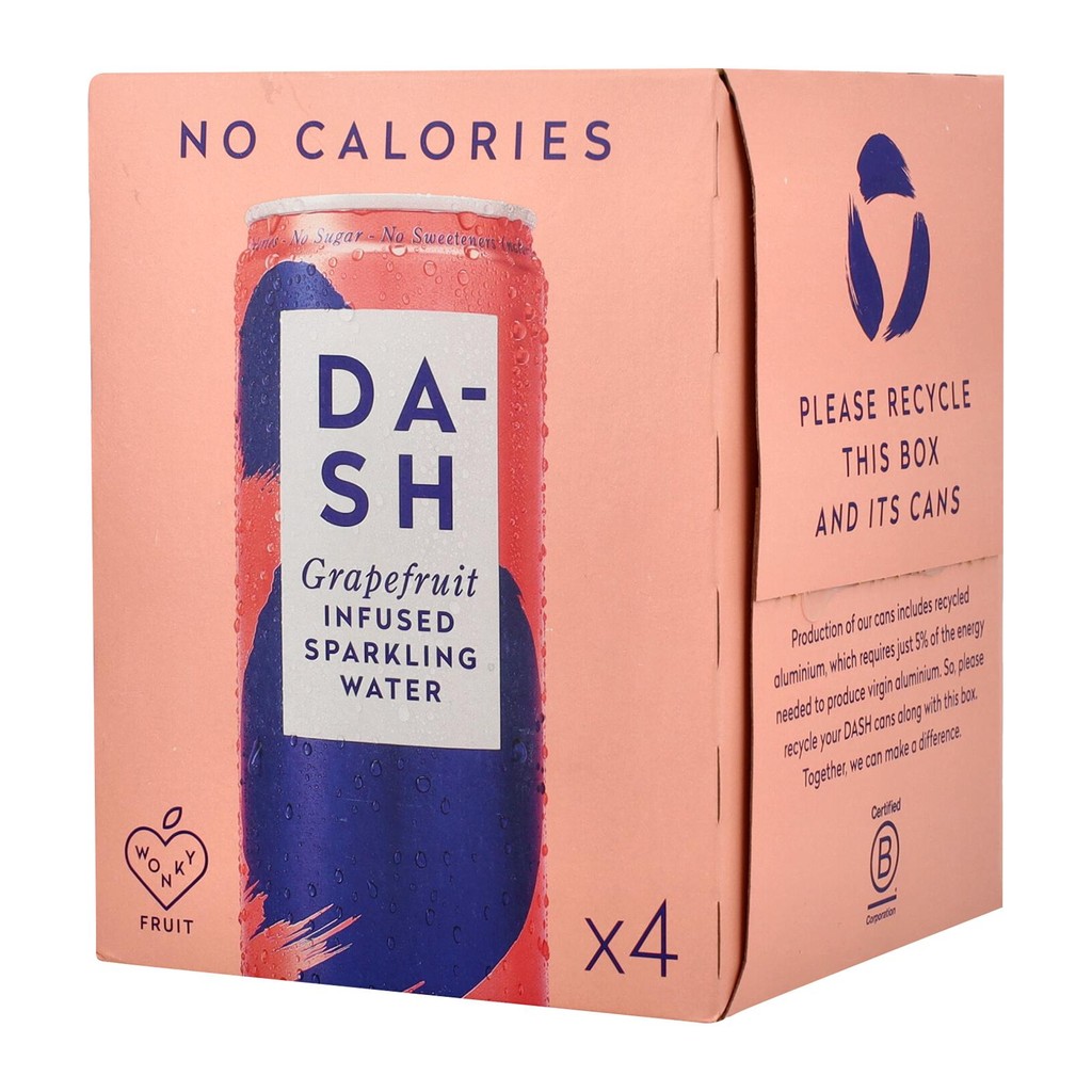 Dash Water Grapefruit Infused Sparkling Water Multipack Pack of 4 (4 x ...