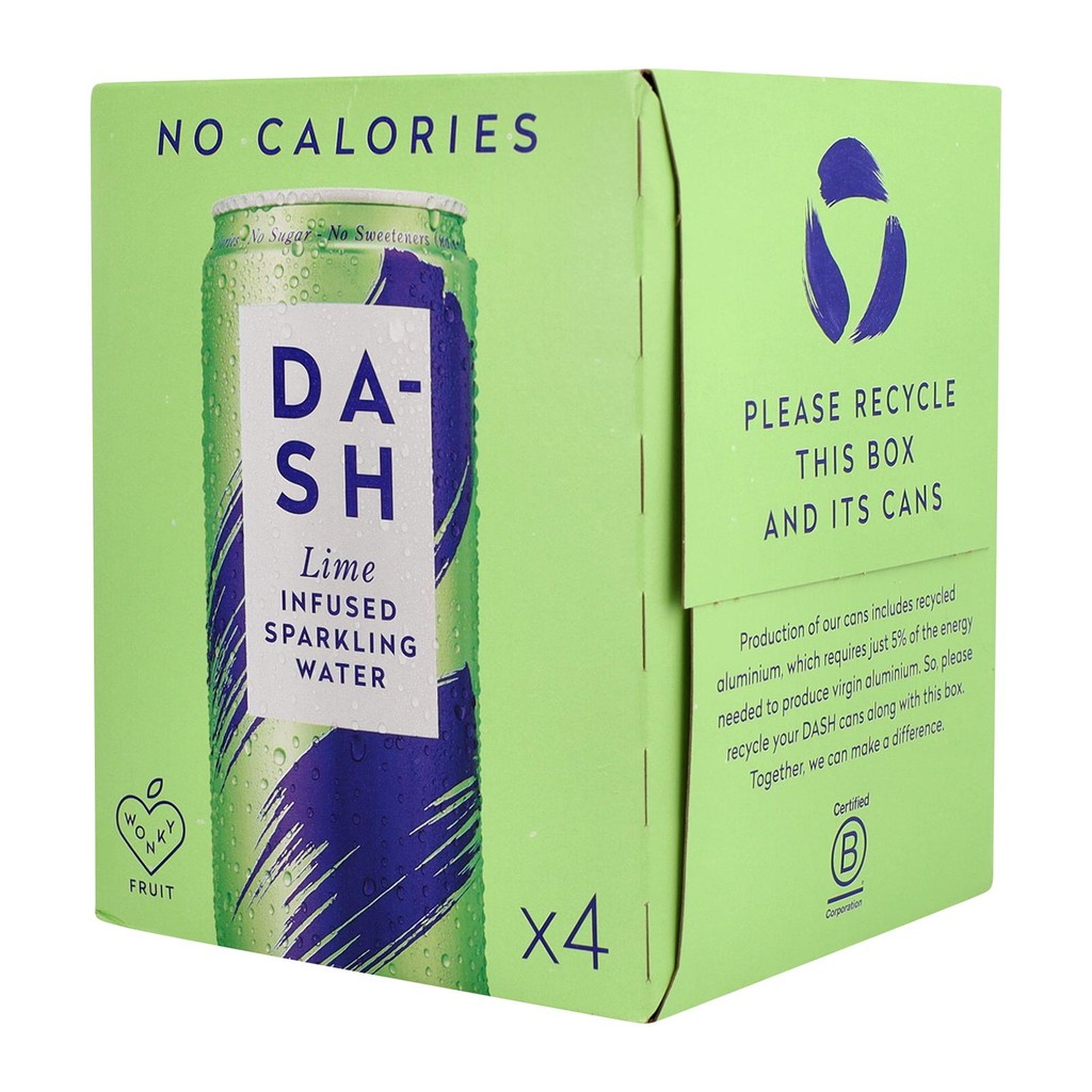Dash Water Lime Infused Sparkling Water Multipack Pack of 4 (4 x 330ml ...