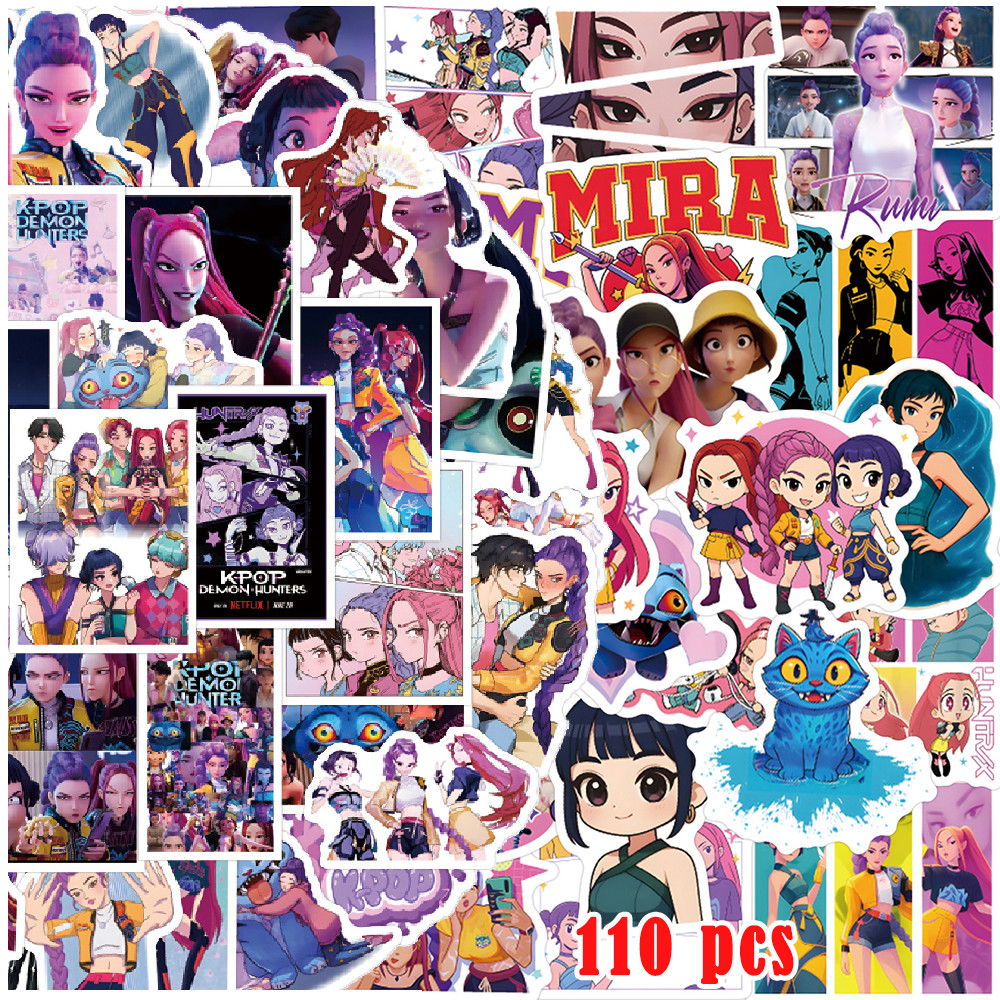 55-110PCS Anime K-Pop Demon Hunters Stickers Anime Demon Hunters Derpy ...