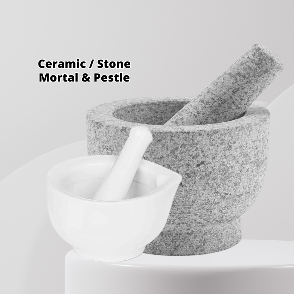 YU Granite Stone Mortal And Pestle Set / Ceramic Mortal and Pestle Set ...