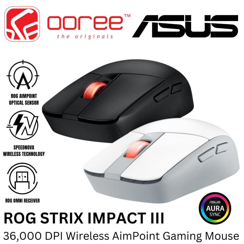 ASUS ROG STRIX IMPACT III 36,000 DPI WIRELESS GAMING MOUSE WITH ROG ...