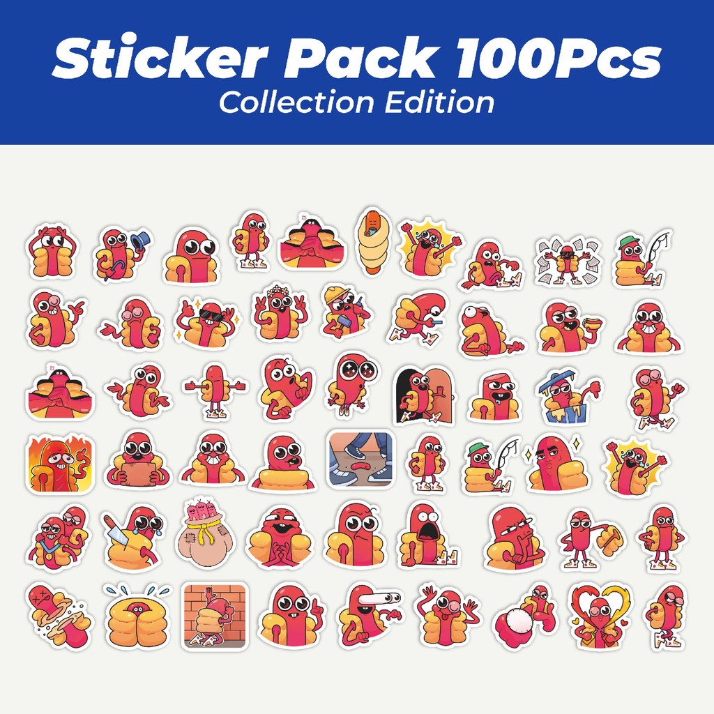 HP Hot Cartoon Stickers Chili The Hotdog Cute Waterproof Stickers ...