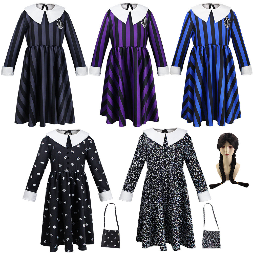 Adams Family The Addams Family Wednesday cos Costume Performance Dress ...