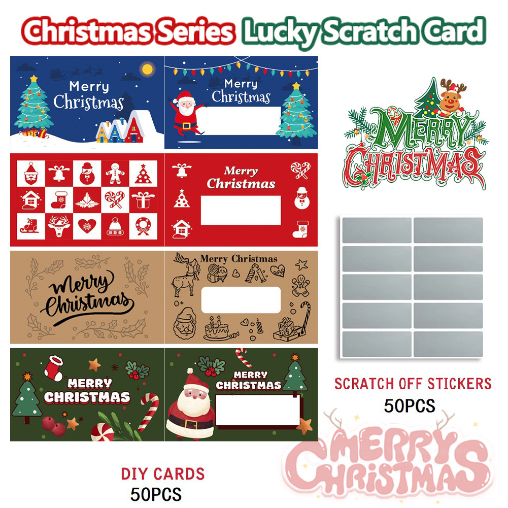 50pcs/abg Merry Christmas (cards+Scratch Stickers) DIY Make Your Own ...