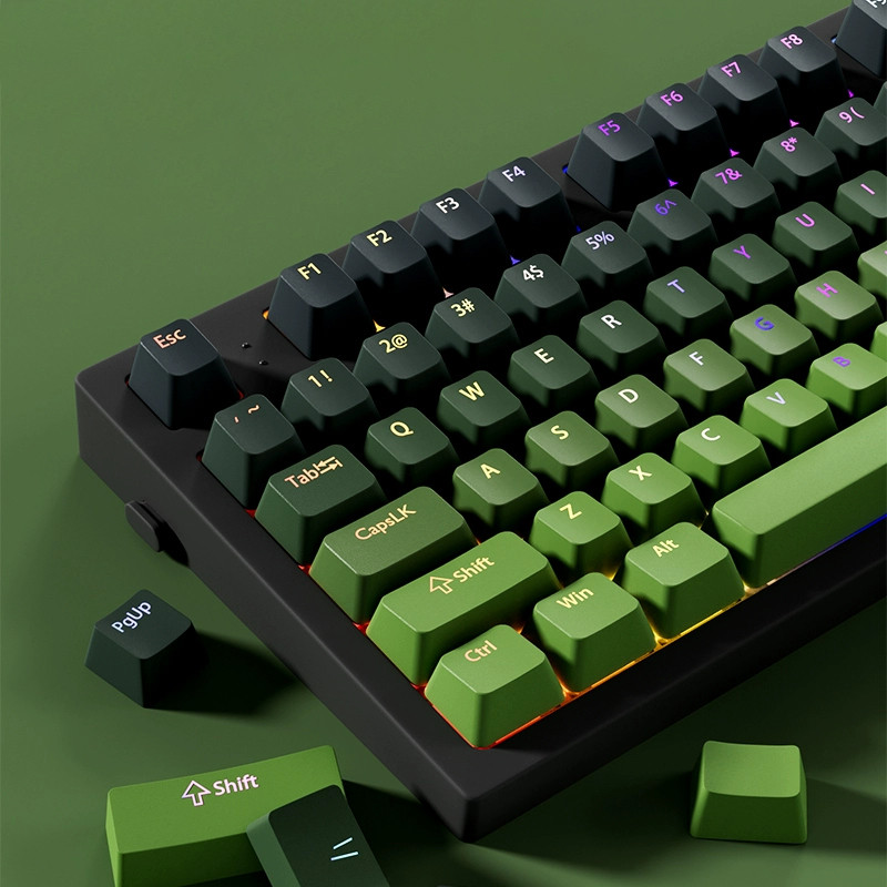 130 Keys Matcha Green Shine Through Keycaps OEM Profile Double Shot PBT ...