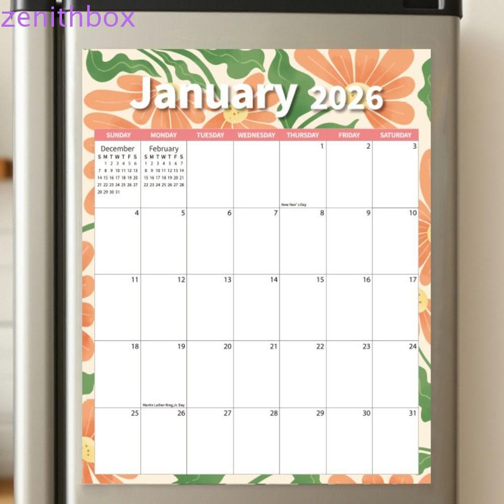ZENITHBOX English Magnetic Calendar, Colorful Creative 2026 Calendar ...