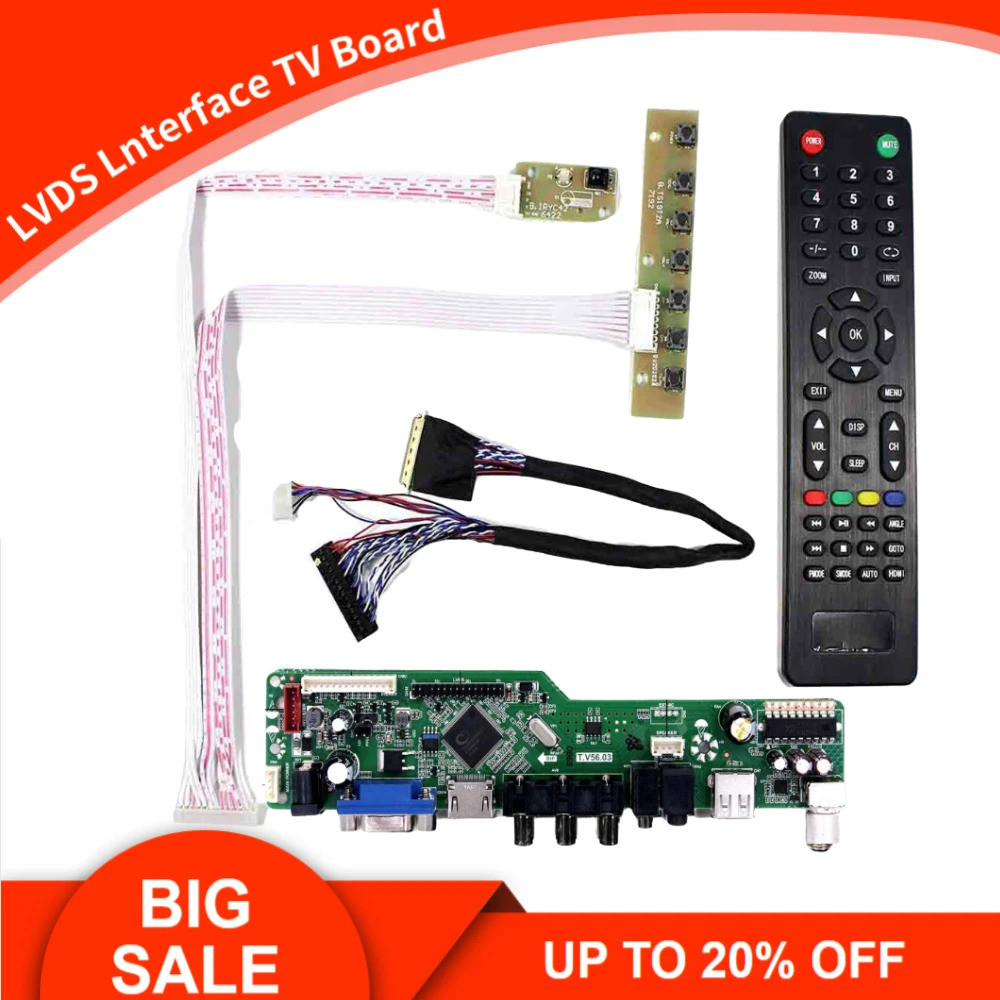 New Monitor Control Board Kit for B140XW01 V5 V9 TV + HDMI + VGA + AV ...