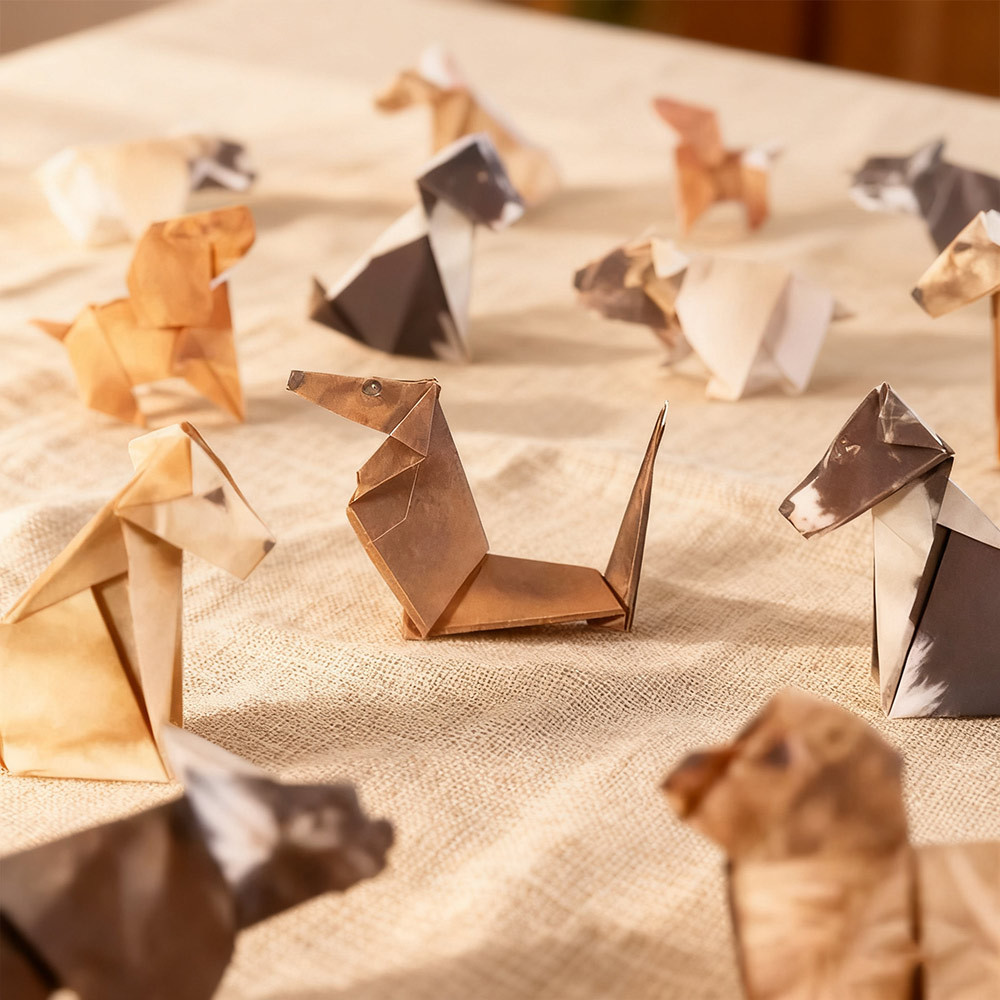 3D Dog Origami Paper Animal Desk Decoration Handmade Paper Craft Kit ...