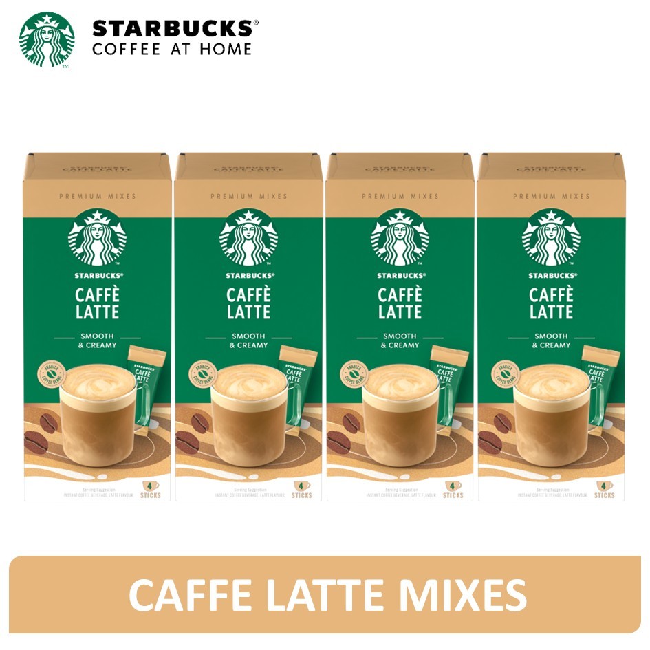 Starbucks Caffe Latte Premium Coffee Mix (3in1) Sticks 4 x 14g [Bundle ...