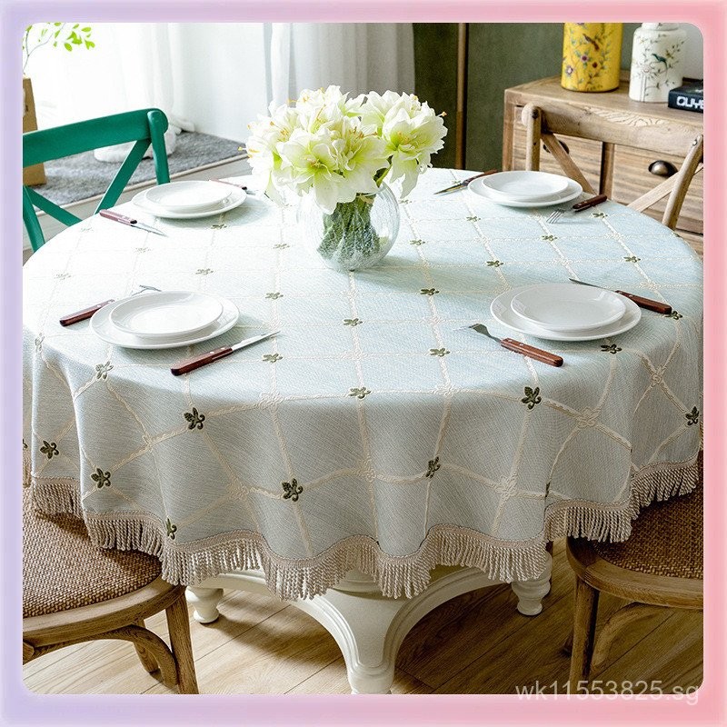 Dining table feel2Large Round Tablecloth American Style Fabric Diameter ...