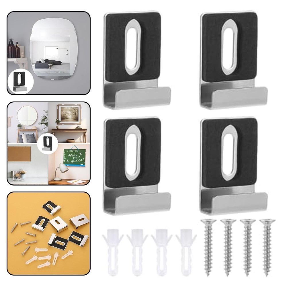 LUSH. Ready Stock 4 Sets Wall Mount Mirror Clips Mirror Bracket Clips ...