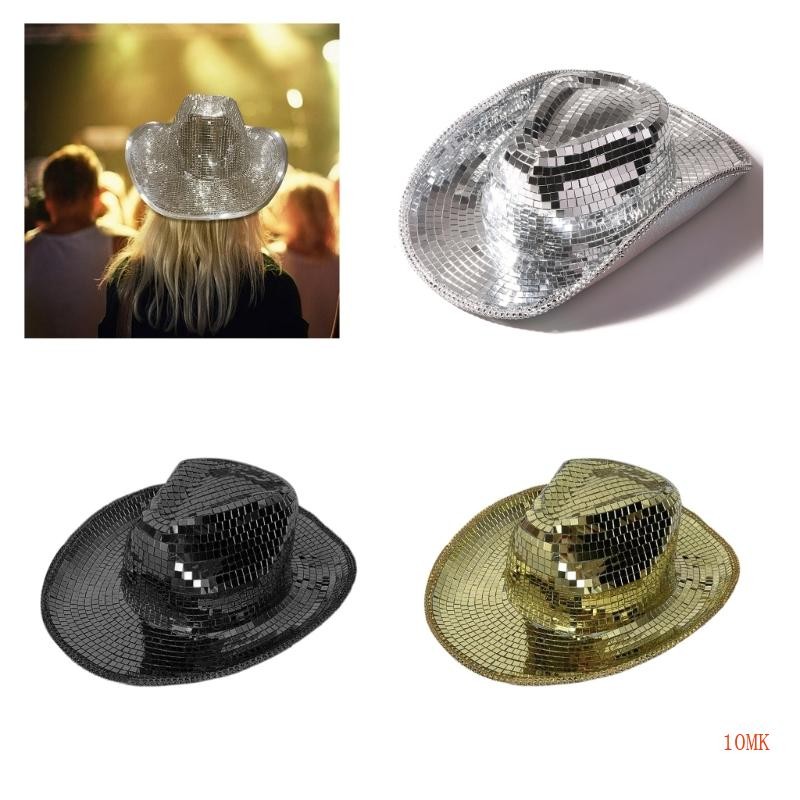 10MK Sparkling Cowboy Hat Mirrored Glitter Wild for Bachelorette Party ...