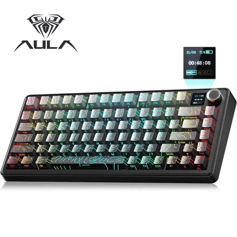 Aula F75 MAX Wireless Mechanical Keyboard with TFT Screen and Knob, Gasket Keyboard in 75% ...