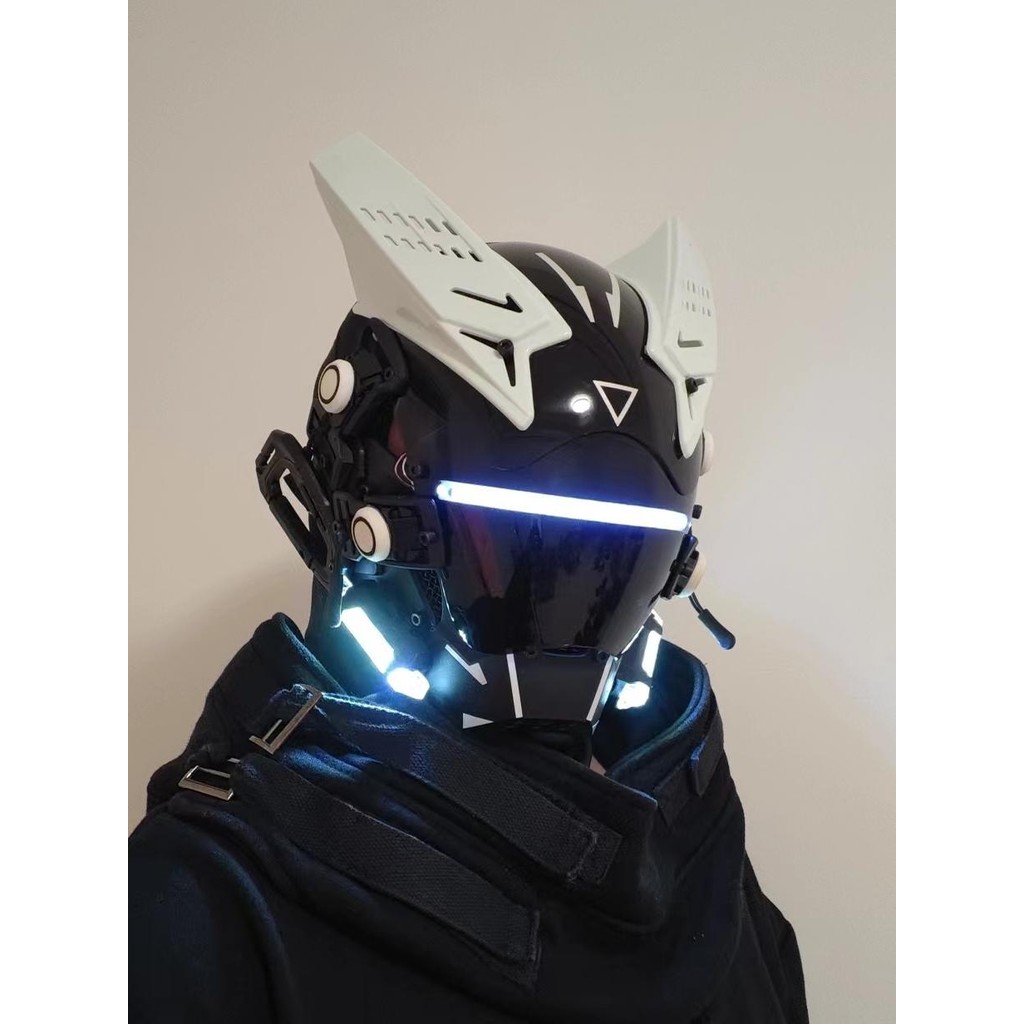 Cyberpunk Mask cos Glowing Full Face Mask Kamen Rider Helmet Gundam ...