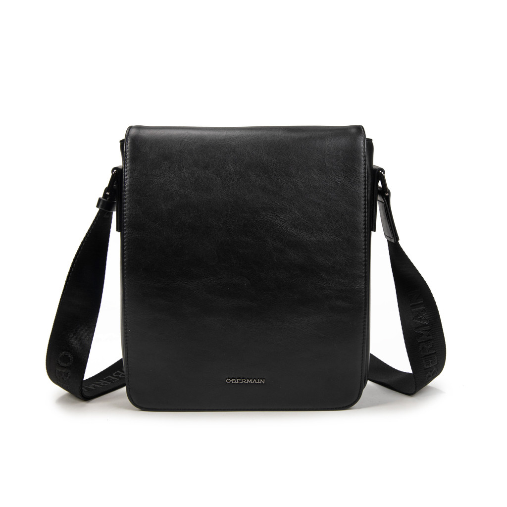 OBERMAIN Men's Sling Bag / Synthetic Leather / Black / OBC552P4 ...
