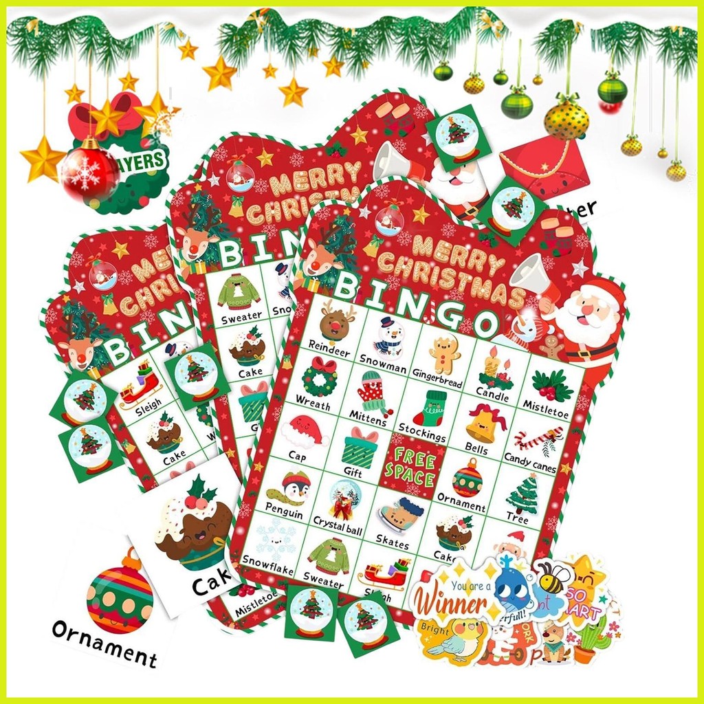 Christmas Bingo Cards Winter Holiday Bingo Card Board Games Portable ...