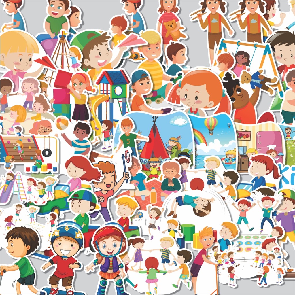 Cutting Pack Stickers Kids Playing Cartoon Stickers Contents 100Pcs ...