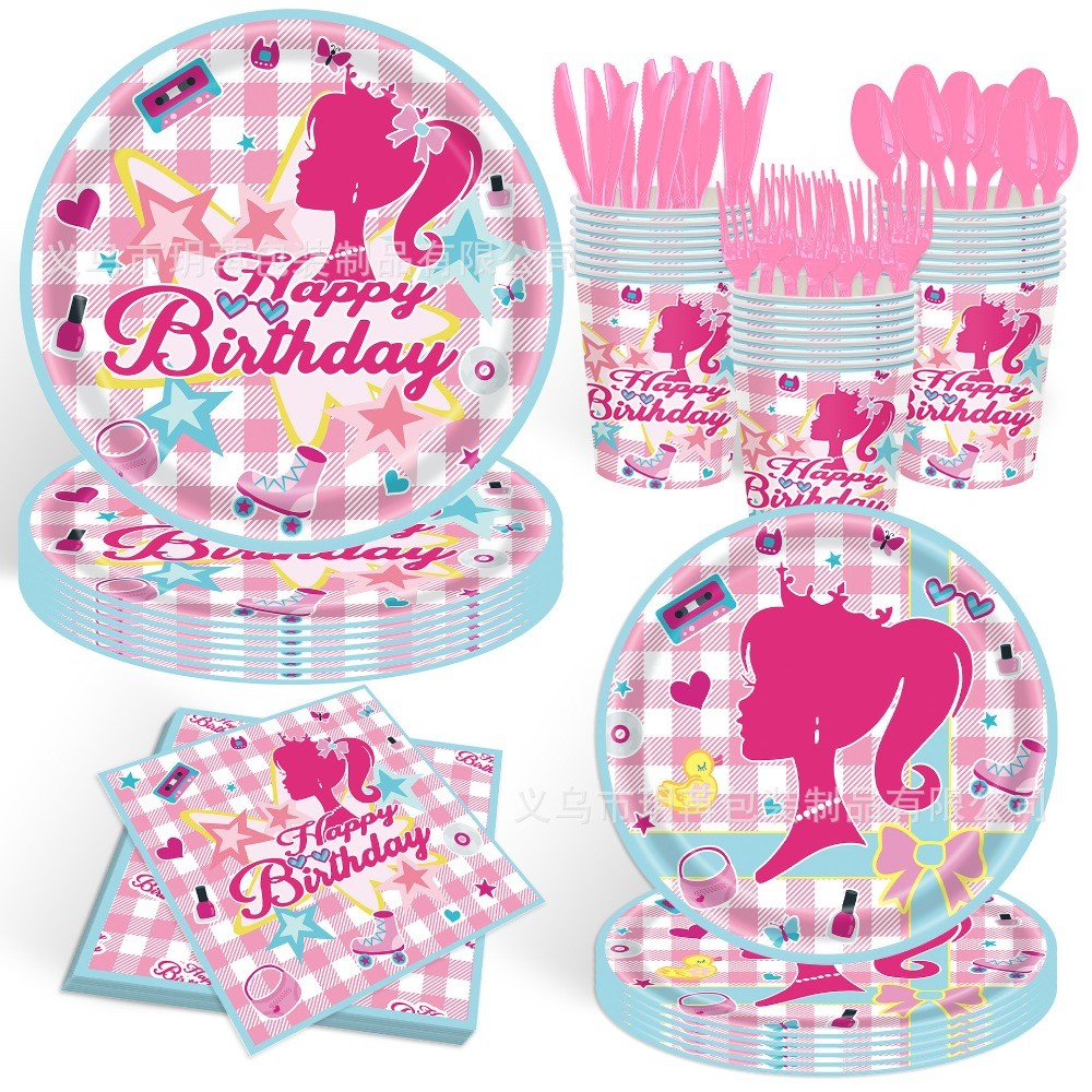 Barbie Themed Party Supplies Princess Pink Birthday Party Decorations ...