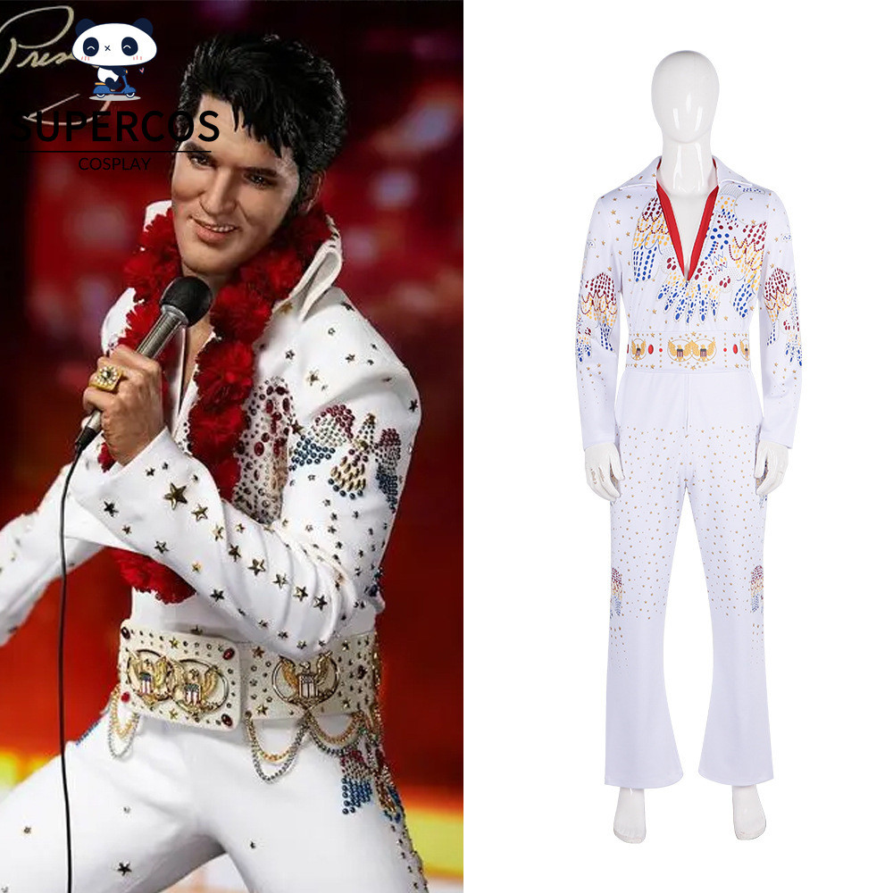 Elvis Presley Cosplay White Costume Set Party Performance Outfit for ...
