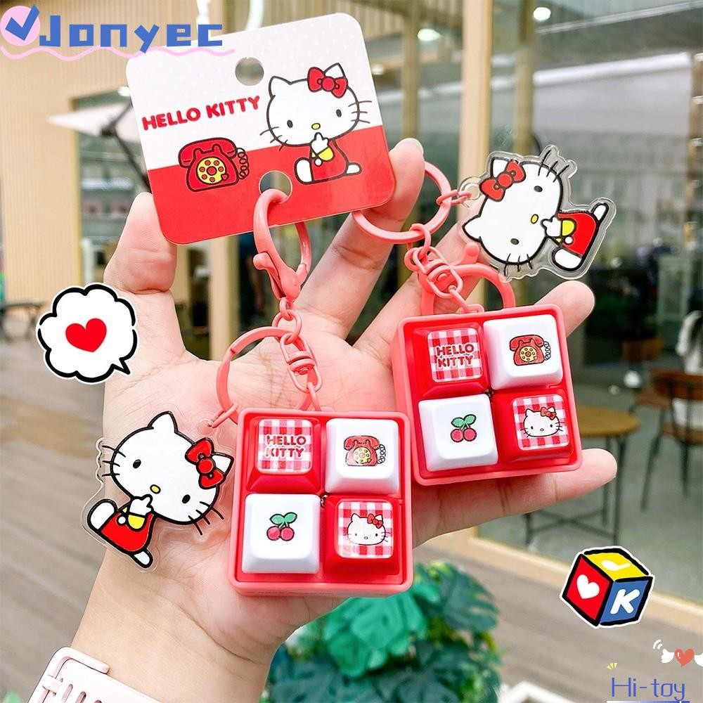 JONY1EC Fidget Keychain, Hello Kitty DIY Keyboard Finger Keyboard Caps ...