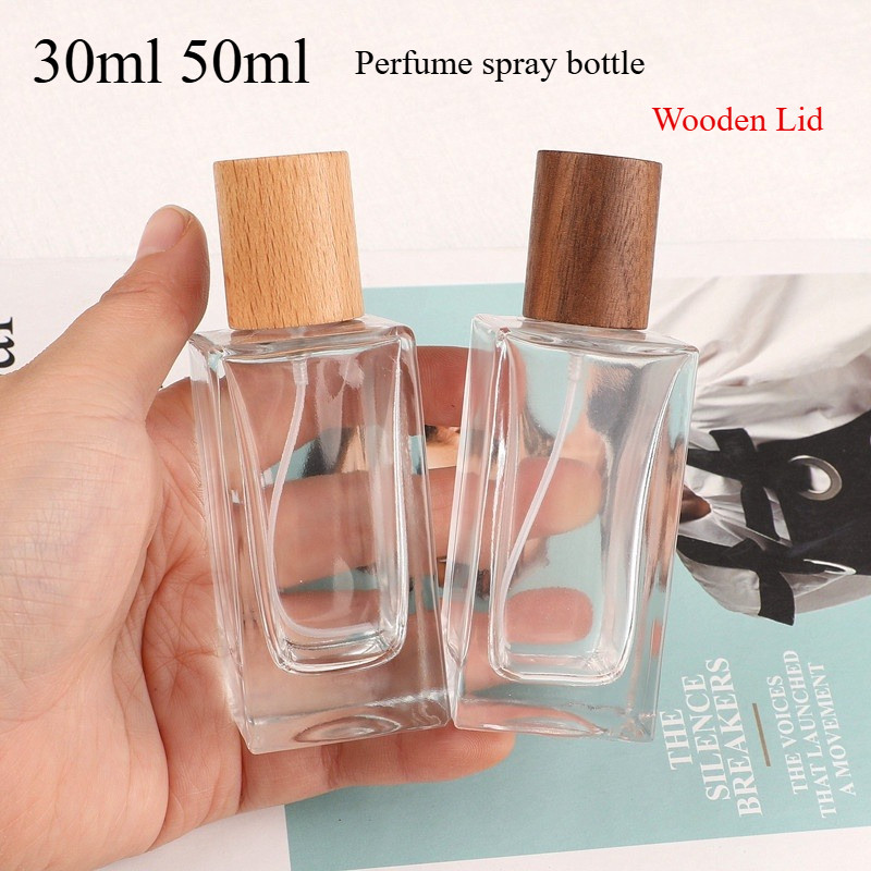 30ml 50m Wood Cap Empty Refillable Portable Perfume Spray Bottle Split ...